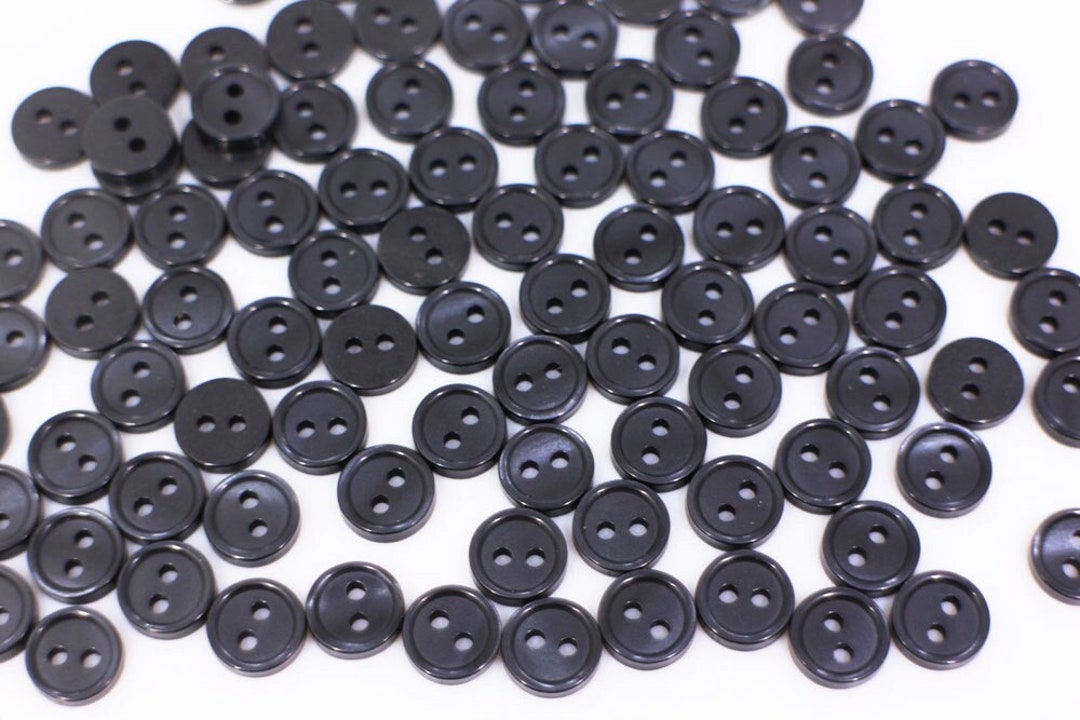 Tiny Black Buttons, Mini Extra Small Size, Raised Edge, Two Hole, for ...