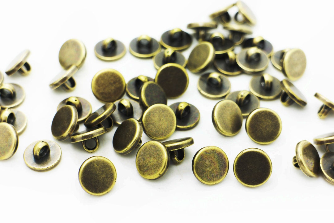 Antique Bronze Color Shank Buttons, Flat Top, Vintage Style, Back Hole ...