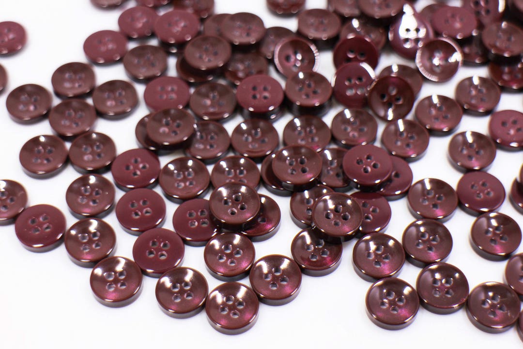 Dark Red Buttons, Wine Red Burgundy Color, Bowl Shape, Four Holes ...