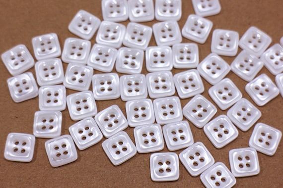 White Square Shaped Button Four Holes Sewing Button Blouse - Etsy