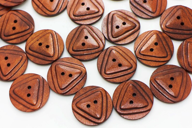 Triangle Dark Brown Wooden Button, Coat Button, Ethnic Button, Bohemian ...