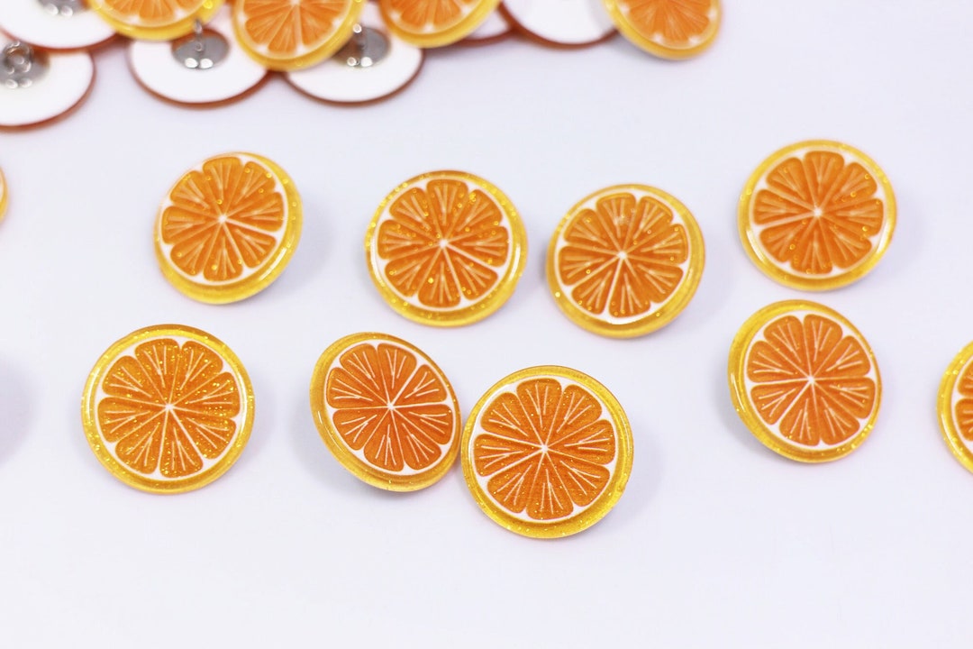 Orange Shank Buttons, Orange Print, Fruit Style, Glitter Shimmer ...