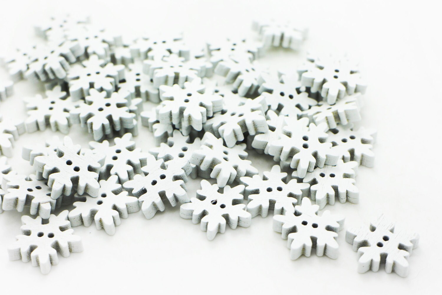 White Snowflake Wooden Button Christmas Button Xmas Button - Etsy