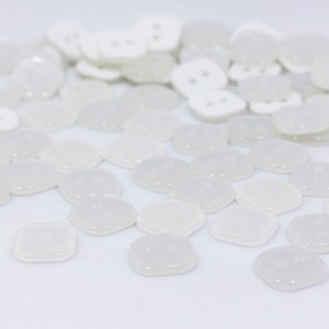 White Square Button, Resin Buttons, Shiny White Button, Two Holes ...