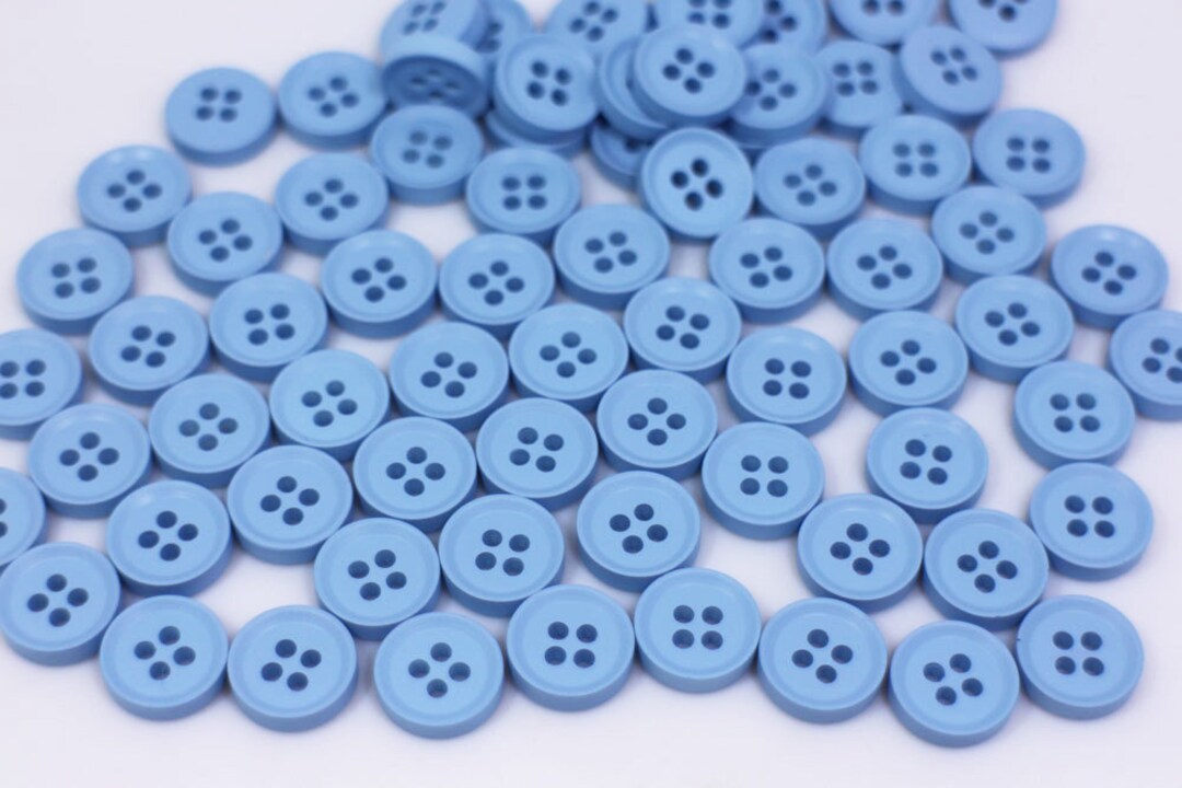 Matte Pastel Blue Buttons, Solid Color, No Shine, Four Holes, for ...