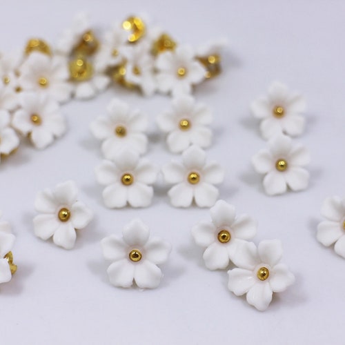 White Flower Shank Buttons Floral Shaped Buttons White and - Etsy