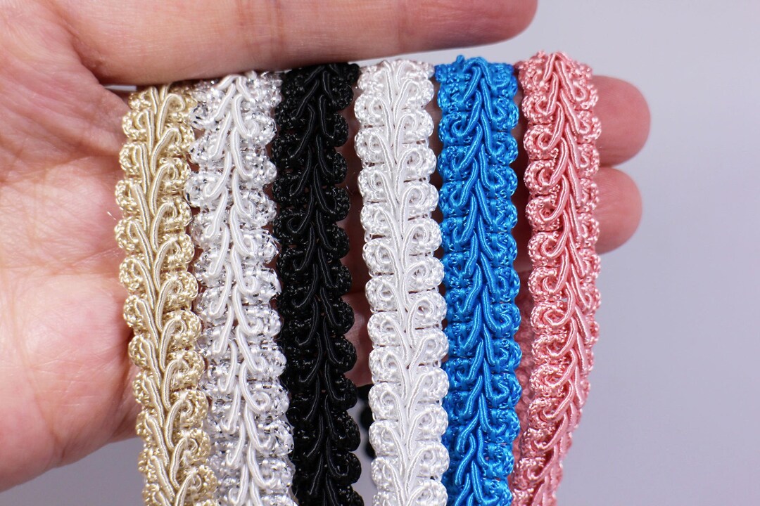 French Gimp Braid Trims, Gold Silver Black White Blue Pink, 7/16'' Trim ...
