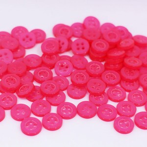 50 Hot Pink Button, Raised Edge, Semi-transparent, Neon Pink Color ...