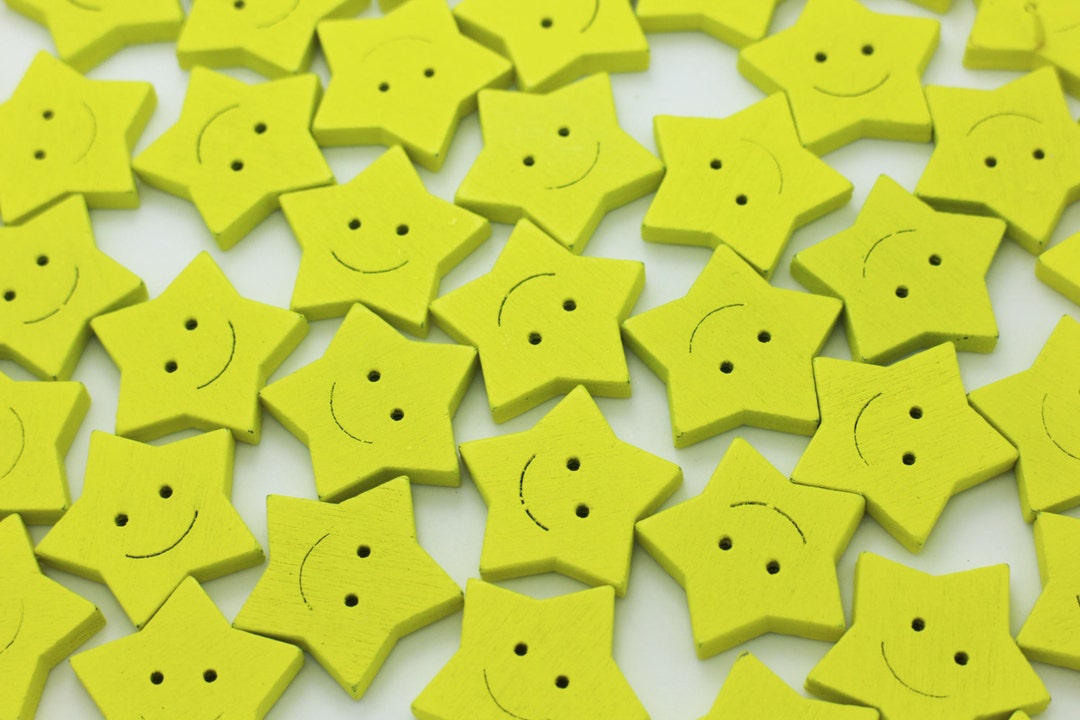 Yellow Star Wooden Button, Children Button, Baby Button, Wood Buttons ...
