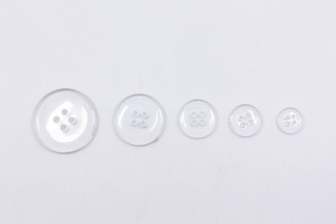 50 Clear Four Holes Buttons, Transparent, Invisible Buttons, 10mm, 12mm ...