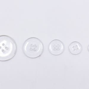 50 Clear Four Holes Buttons, Transparent, Invisible Buttons, 10mm, 12mm ...