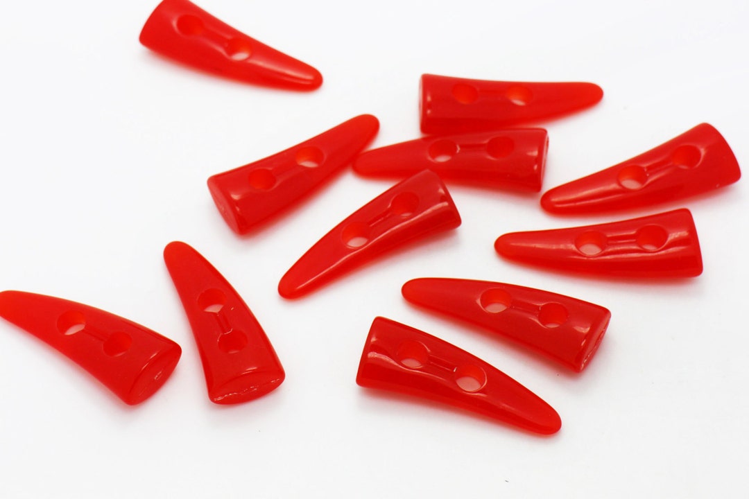 Red Toggle Button, Bright Red Color, Two Holes, for Sewing Winter ...