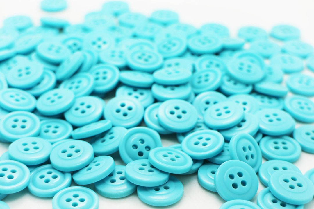 Teal Blue Buttons, Raised Top, Four Holes, Aqua Color, Greenish Blue ...