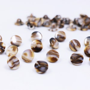 Brown Marble Pattern Shank Buttons, Round Flat Top, Brown and White ...