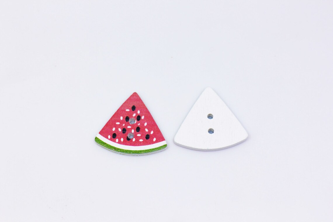 Watermelon Wooden Button, Fruit Wood Buttons, Two Holes Sewing Button ...