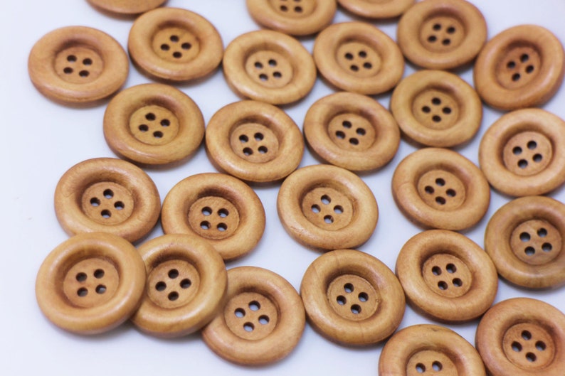 Brown Wood Buttons 23mm 0.9inch Wide Thick Raised Edge - Etsy