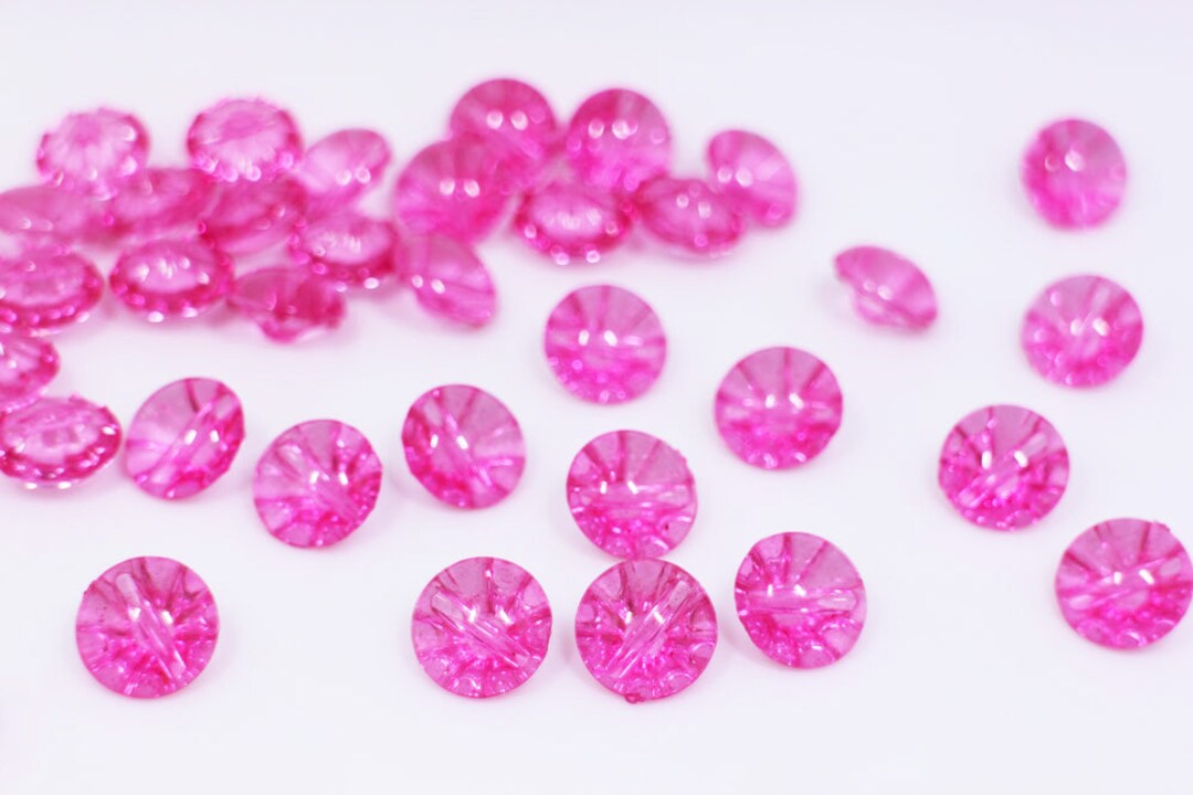 Neon Pink Acrylic Shank Buttons, Hot Pink Color, Clear Transparent ...