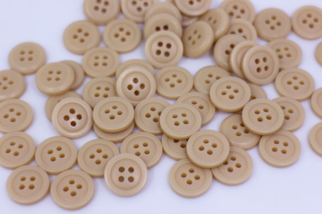 Matte Light Brown Button, Four Holes, No Shine Color, Raised Edge ...