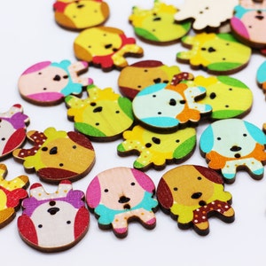 Puppy Dog Wooden Button Animal Shape Cartoon Dogs Two - Etsy