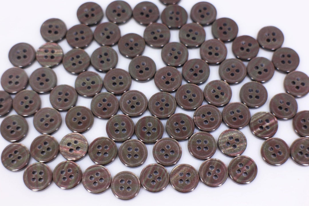Tiny Dark Brown Button, Extra Small Mini, Shiny Finish, Flat Top, Four ...