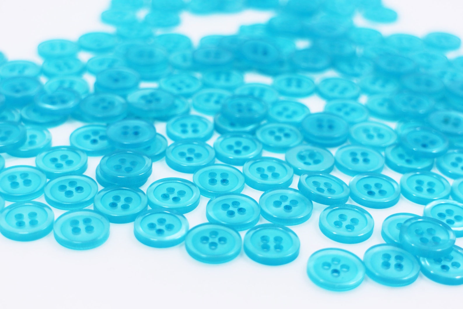 50 Pcs Light Blue Four Holes Button Small Shiny Buttons - Etsy