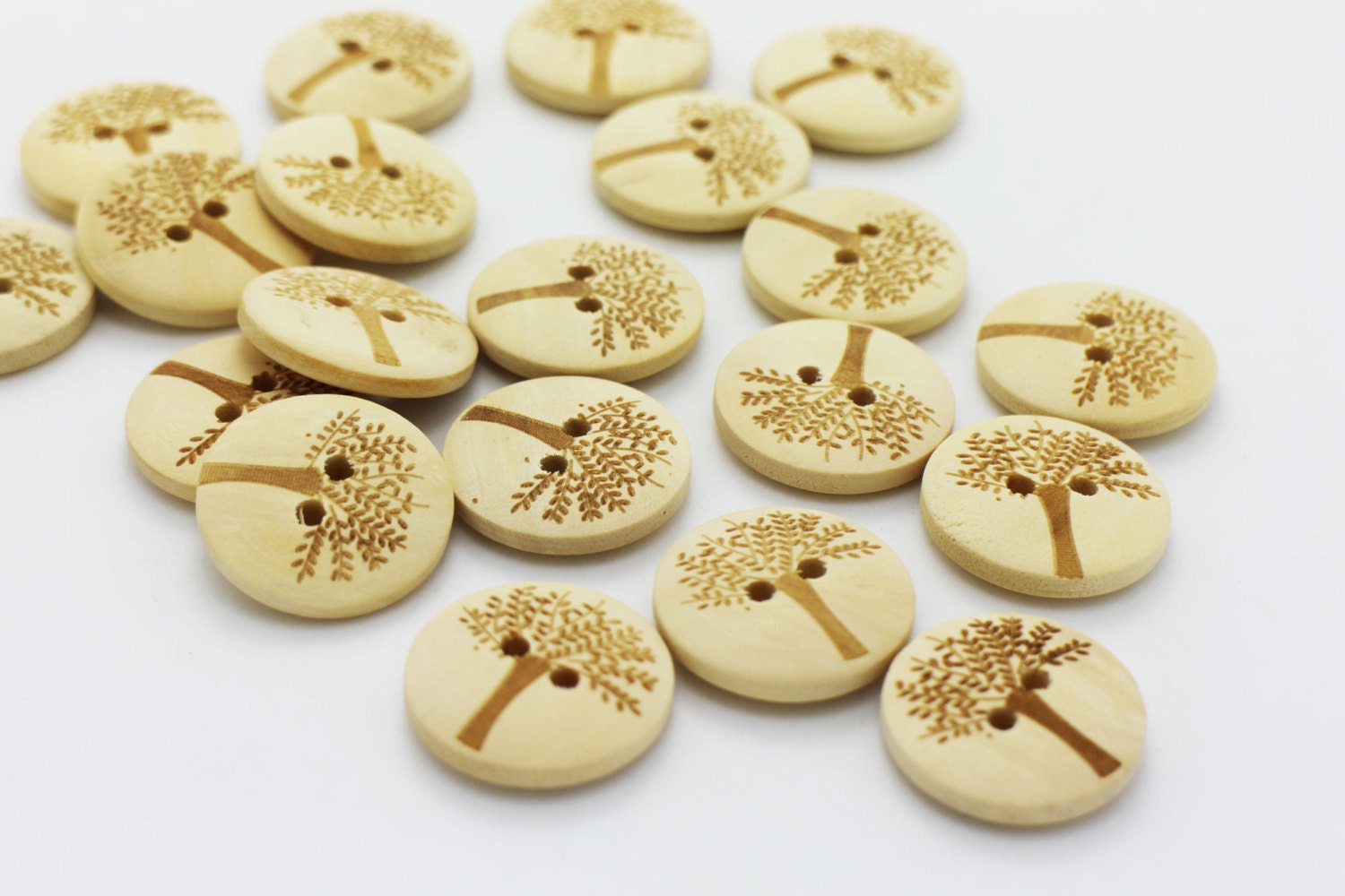 Tree Wooden Button Children Button Baby Button Natural - Etsy