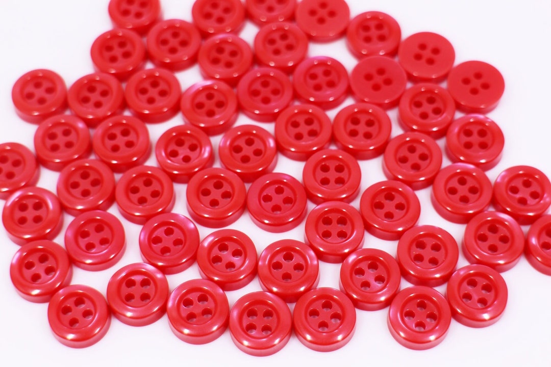 Bright Red Buttons, Shell Looking Design, High Shine Shiny, for Sewing ...