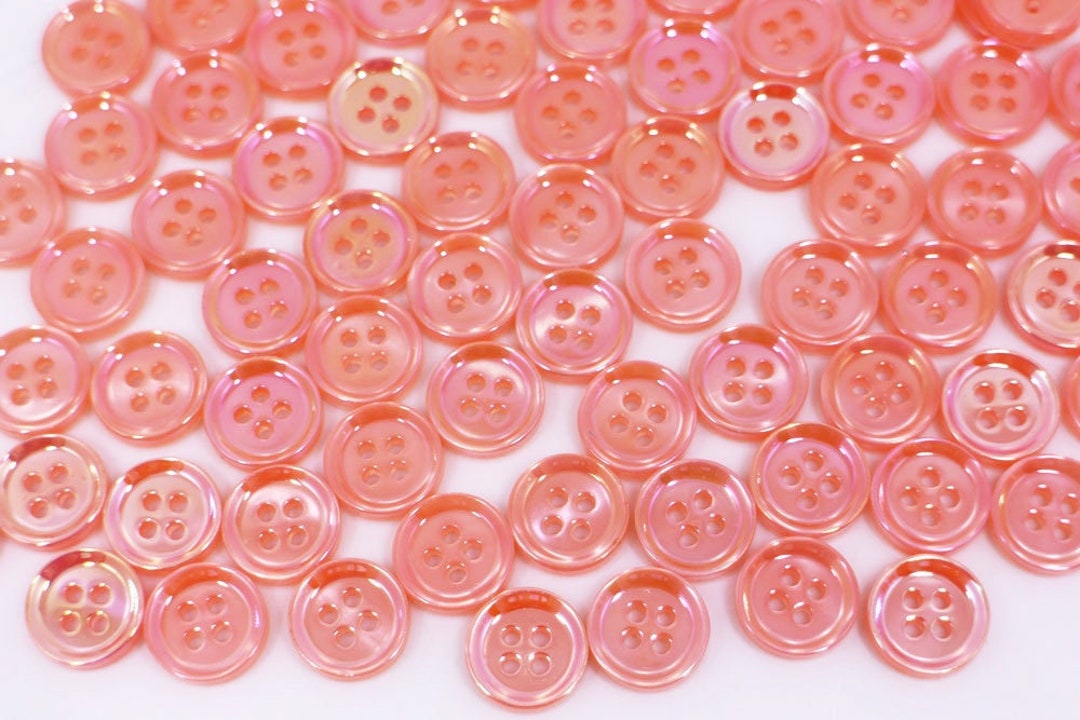 Peach Orange Buttons, Glossy Shiny Finish, Four Holes, for Sewing ...
