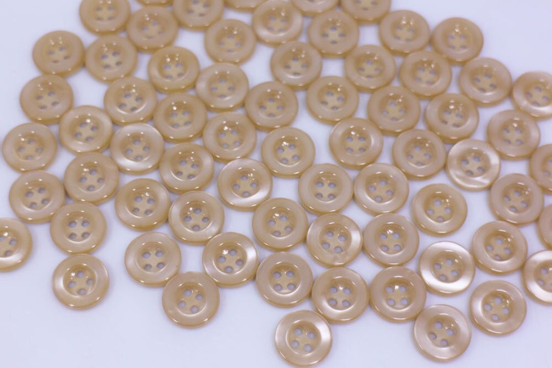 Light Khaki Buttons, Small Size, Brown Color, Wide Edge, Made of Resin ...