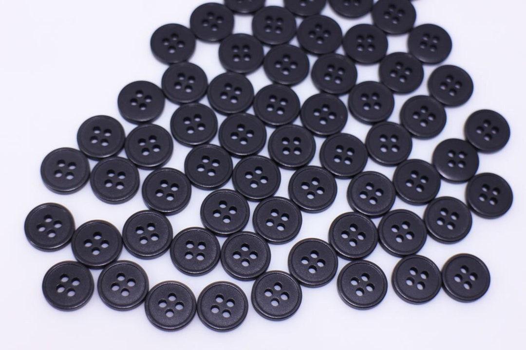 Matte Black Thin Edge Buttons, Raised Edge, Four Holes, for Sewing ...