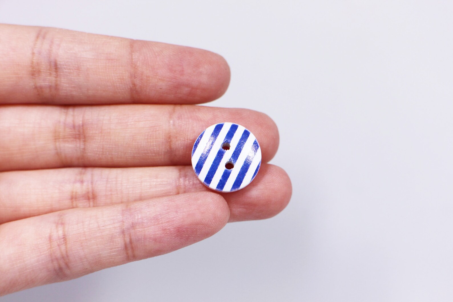 Blue Striped Wooden Button Blue and White Stripe Buttons | Etsy