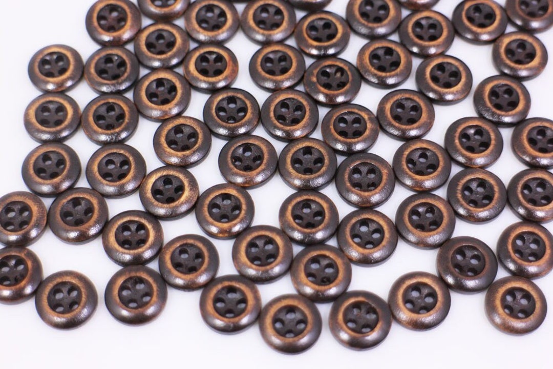 Dark Brown Wood Buttons, Wide Raised Edge, Rustic Style, Natural Wood ...