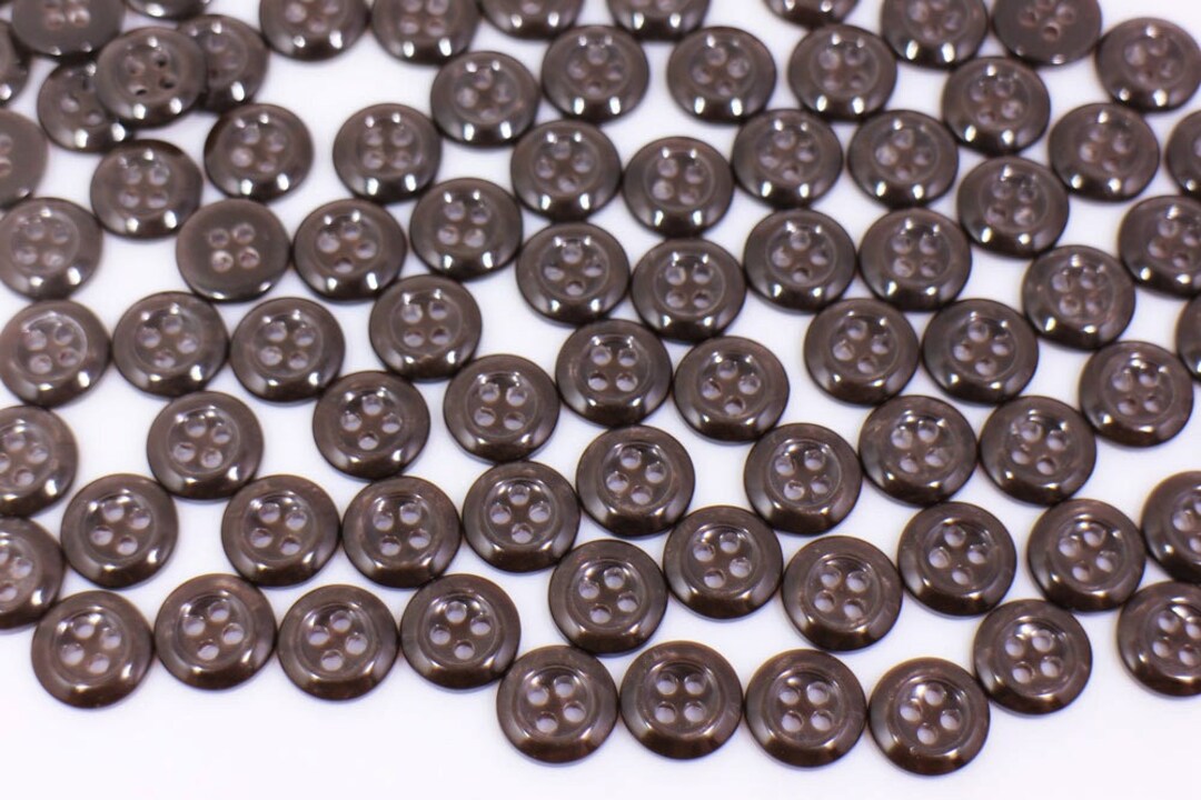 Dark Brown Buttons, Shell Looking, Shiny Finish, Four Holes, for Sewing ...
