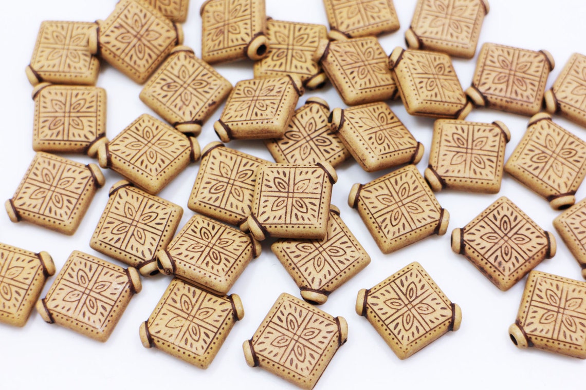 Square Shape Tribal Pattern Bead Rectangle Beads Bohemian - Etsy