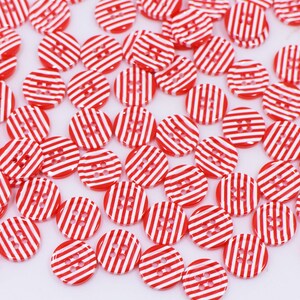 Red Striped Button, Red and White, Lined Pattern Button, Blouse Button ...