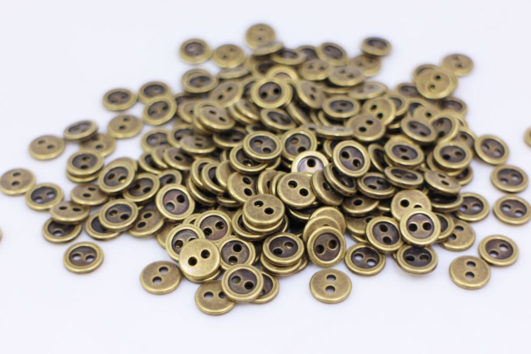 Antique Bronze Color Metal Button, Extra Small Tiny Mini Size, Raised ...