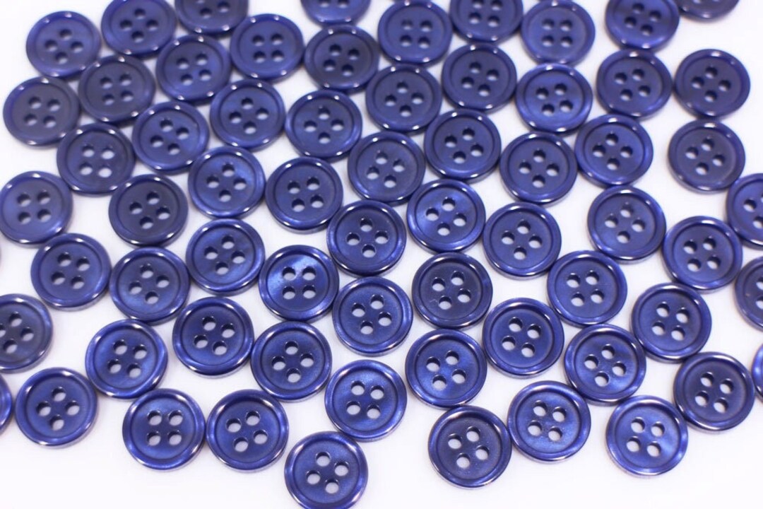 Dark Blue Thin Edge Buttons, Shell Looking Shine, Round Shape, Four ...