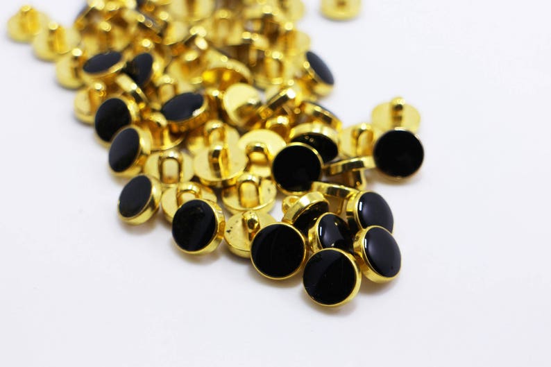 Black and Gold Shank Buttons Golden Edge Shank Button Small | Etsy