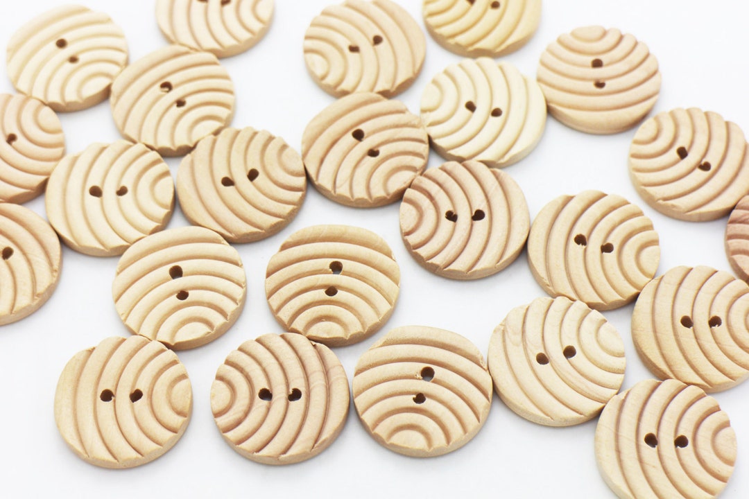 Wave Pattern Wooden Button, Coat Button Natural Wood Color Buttons ...