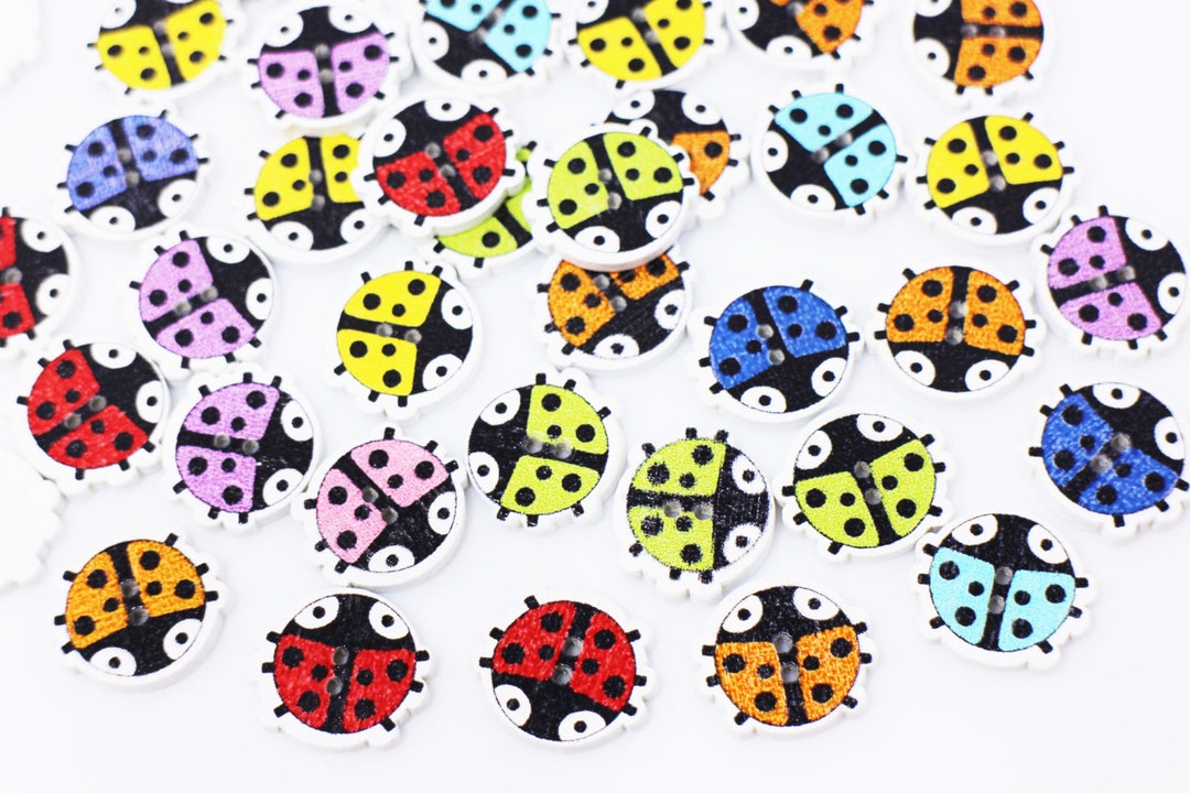 Ladybirds Wooden Button, Bugs Special Shape, Mixed Lots, Two Holes ...