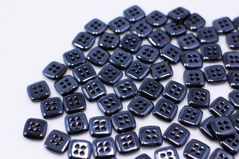 Metallic Dark Blue Square Button Rectangular Shaped Button | Etsy