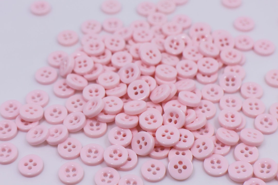 50 Pale Pink Buttons, Made of Resin, Four Holes, Raised Edge, Round ...