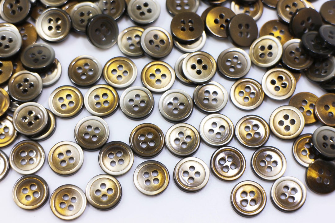Silver Khaki Button, Bronze Color, Four Holes, Shell Looking, Made of ...