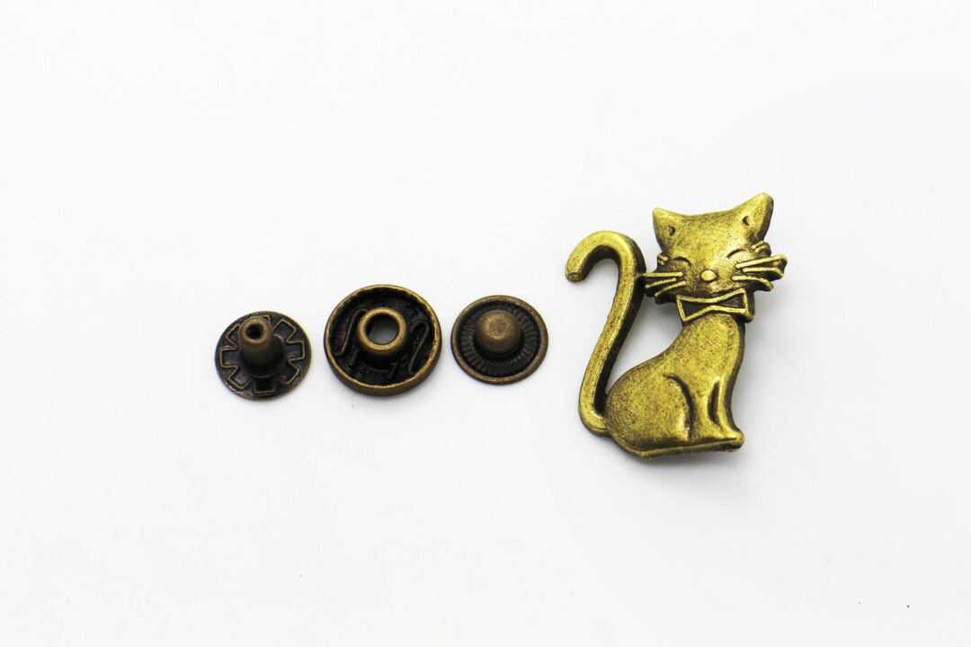 Cat Snap Buttons, Kitten Cats Snap Fastener, Antique Bronze Press Stud ...