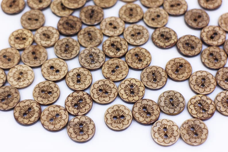 Flower Coconut Shell Button Natural Coconut Shell Floral - Etsy