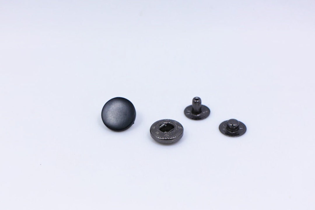 Matte Black Metal Snap Buttons, Flat Top, Round, Upholstery, Model 633 ...