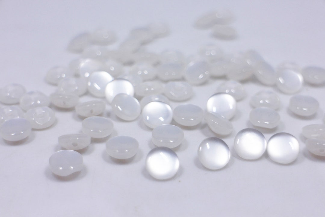 White Shank Buttons, Tunnel Shank, Shiny Simple, Back Holes, for Sewing ...
