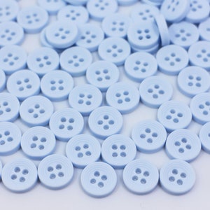 Matte Light Blue Buttons, Pastel Blue Solid Color, Four Holes, Made of ...