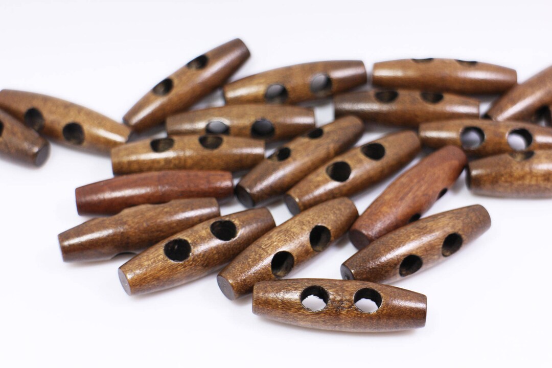 Brown Wooden Toggle Button, Long Oval Shaped, 2 Holes, Flat Engs, for ...
