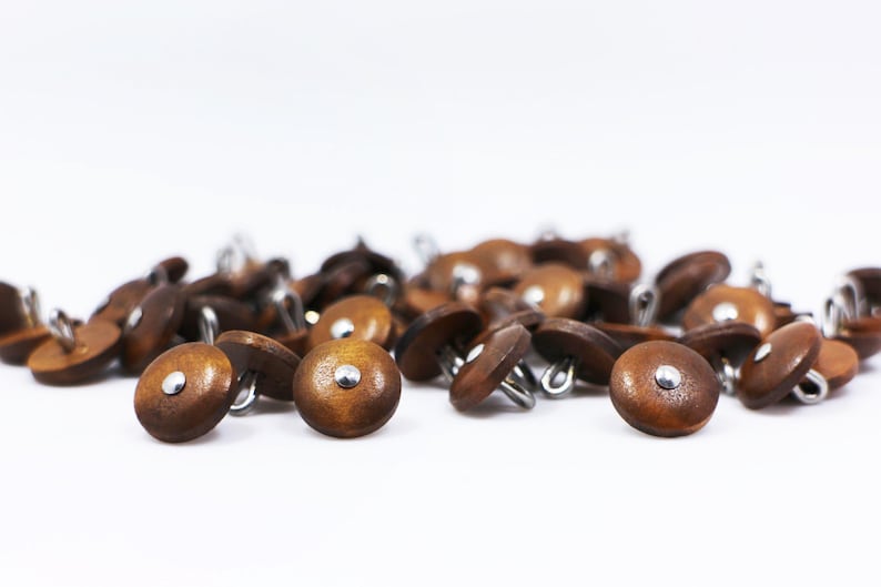 Brown Shank Wooden Button Silver Back Wood Shank Button | Etsy